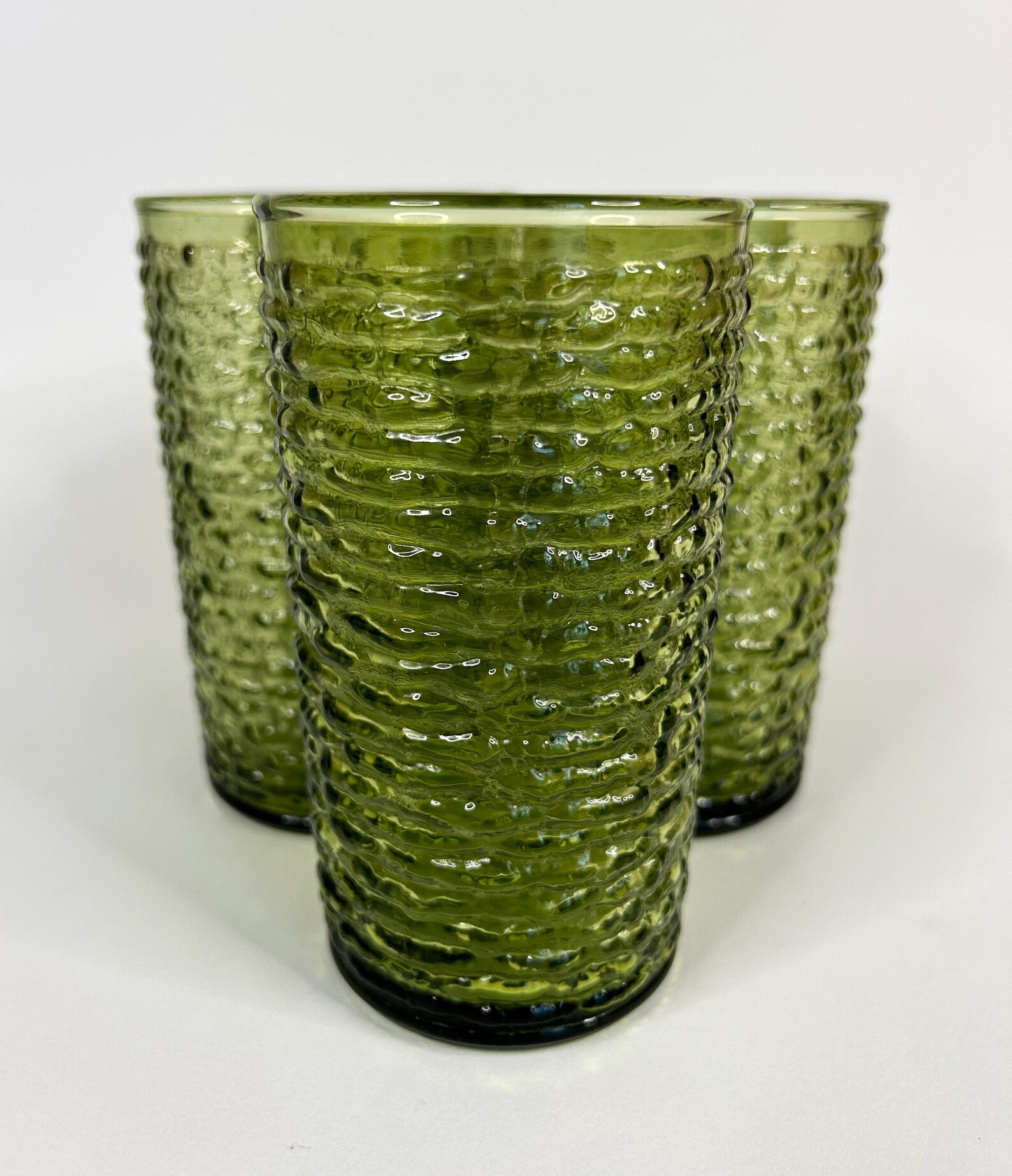 Vintage Mcm Anchor Hocking Sereno Glass, Cup, Highball, Green/avocado ...