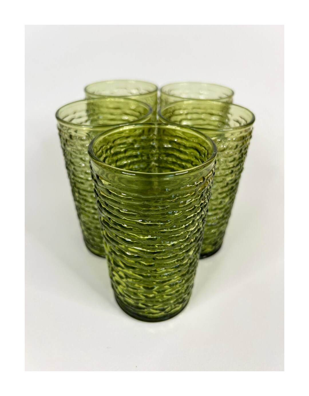 Vintage Mcm Anchor Hocking Sereno Glass, Cup, Highball, Green/avocado ...