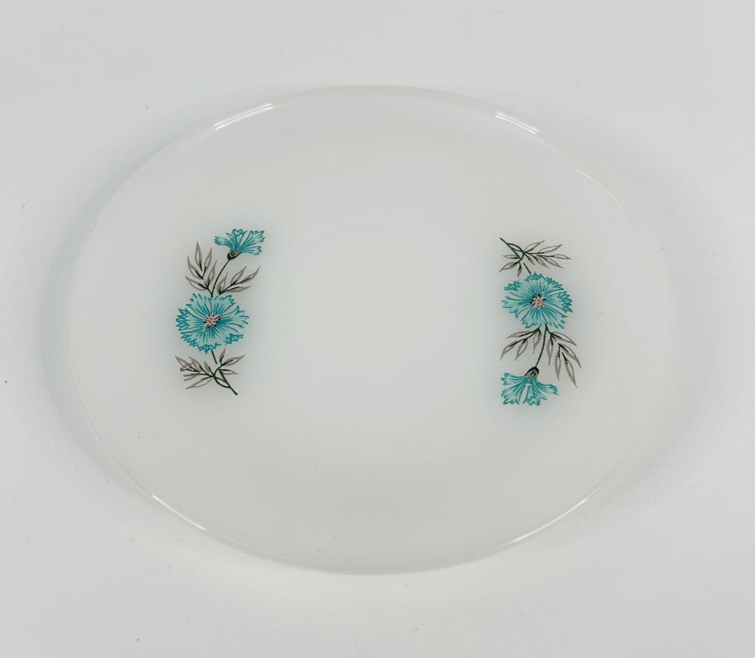 Vintage Fire King Milk Glass Blue Cornflower Saucers - Sold ...