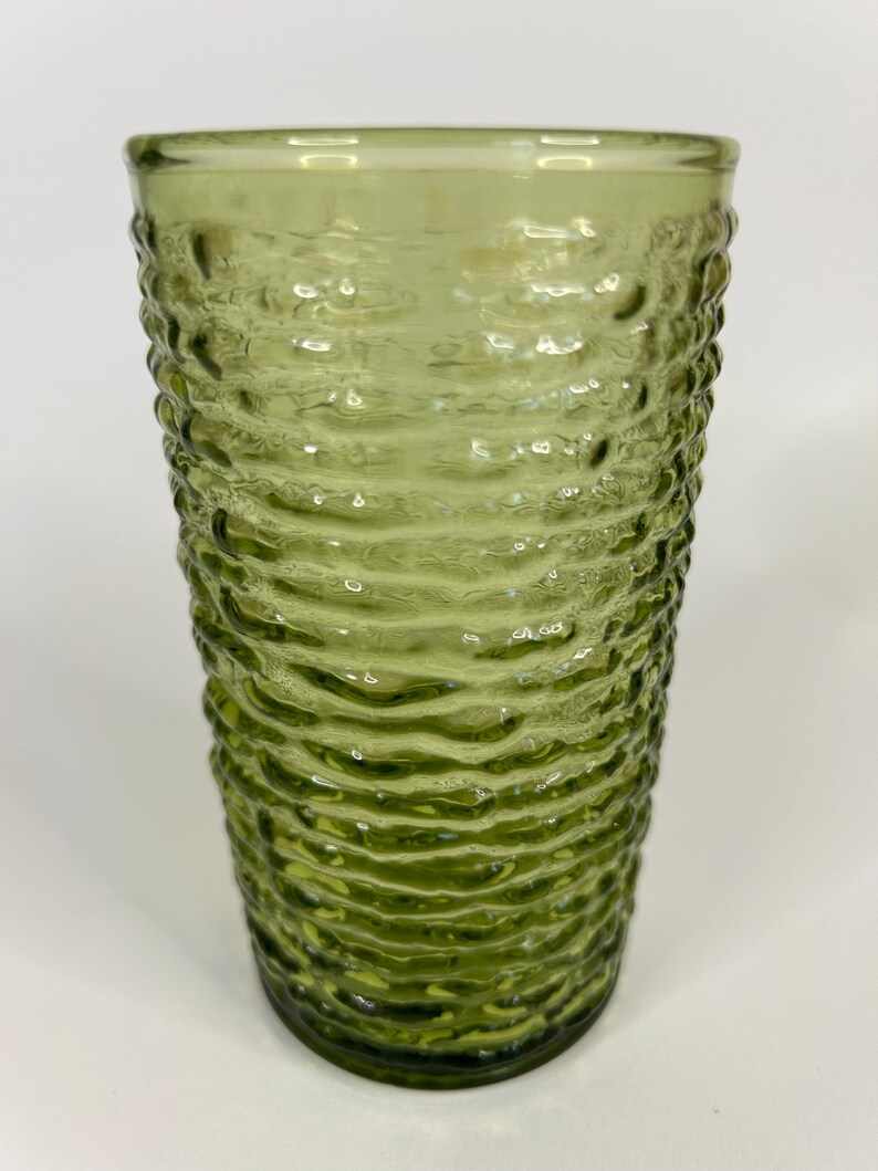 Vintage Mcm Anchor Hocking Sereno Glass, Cup, Highball, Green/avocado ...