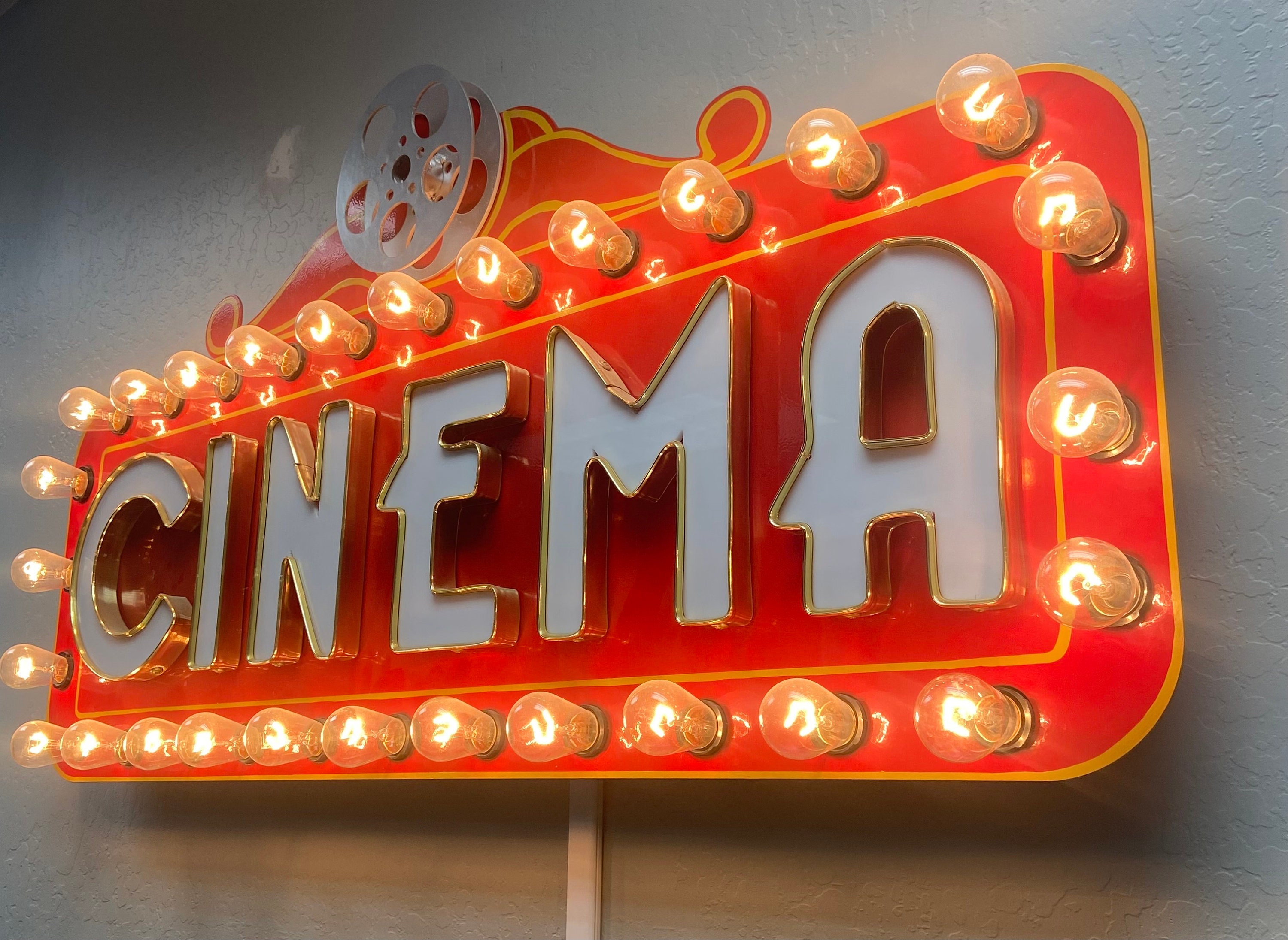 Hand-crafted, Hand-painted Edison Bulb Lighted Cinema Sign - Etsy