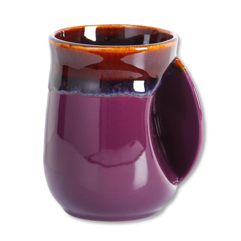Handwarmer Pottery Coffee Mug, 18oz Porcelain Right Handed Hand Warmer ...