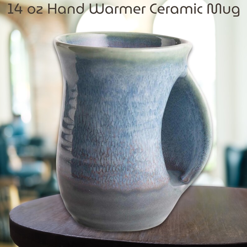 Hand Warmer Coffee Mug - Hand Painted Ceramic Pottery Mug - Contoured ...