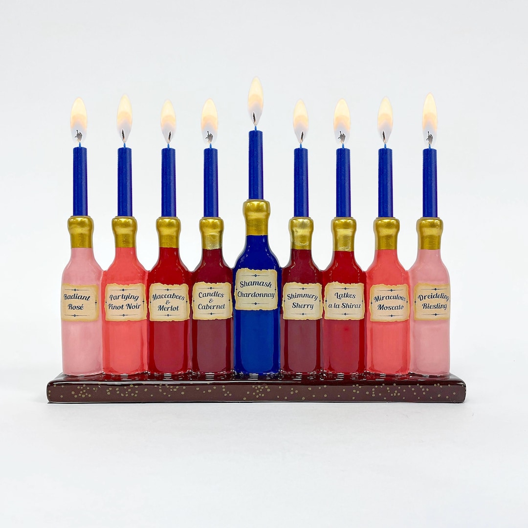 Fine Wines Handpainted Ceramic Menorah - Etsy
