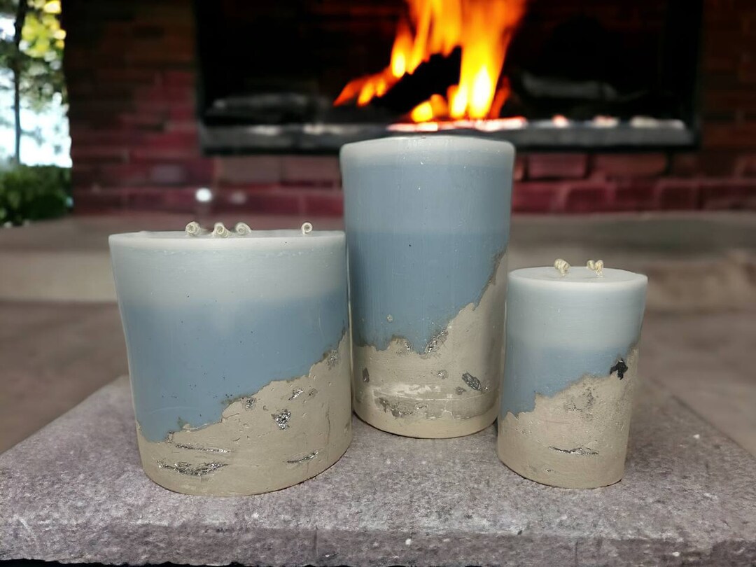 Luxury Concrete Candles With Epoxy Resin Decoration, Handmade Concrete ...