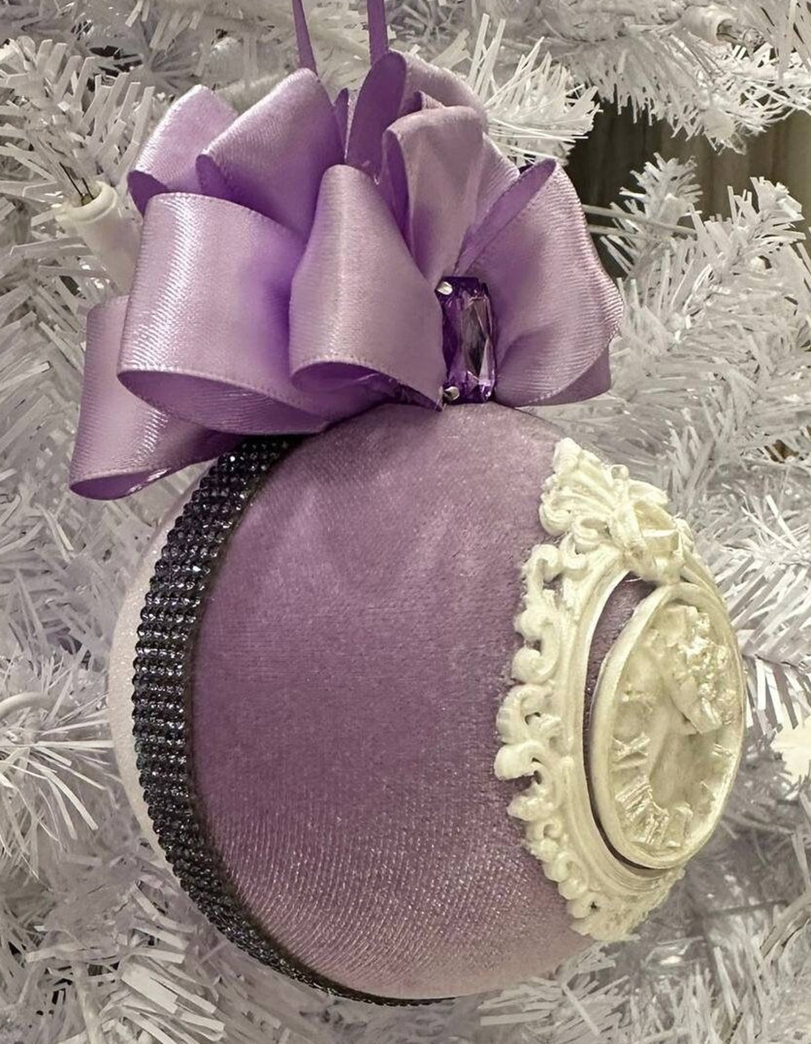 Set of 4 Lilac Velvet Christmas Tree Ornaments. the Set Includes Shapes ...
