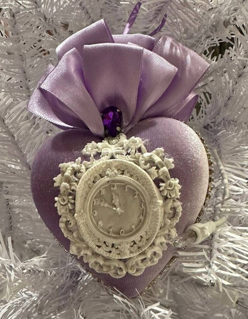 Set of 4 Lilac Velvet Christmas Tree Ornaments. the Set Includes Shapes ...