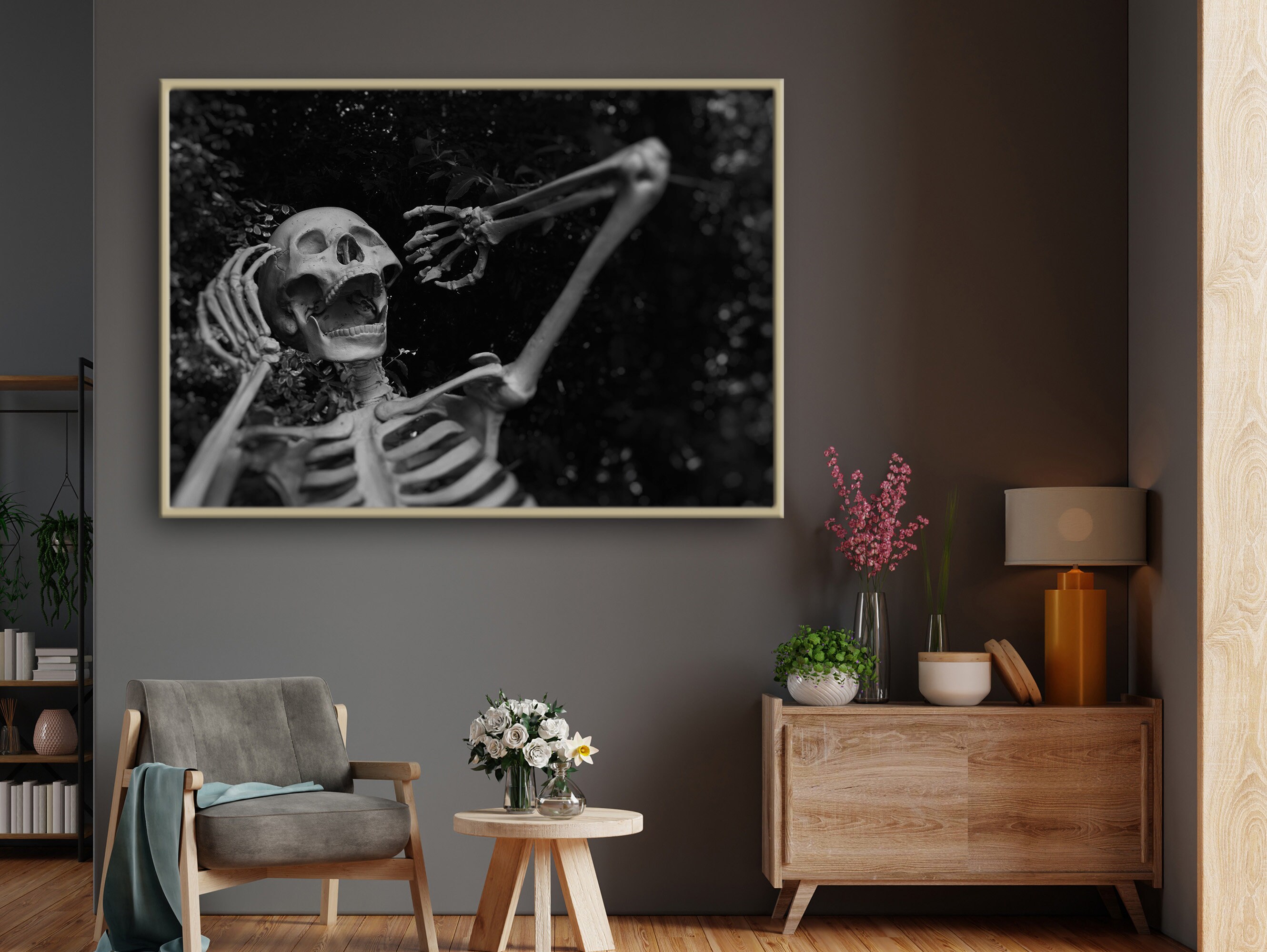 Skeleton Print, Skull Art, Skeleton Wall Art, Surreal Wall Art, Black ...