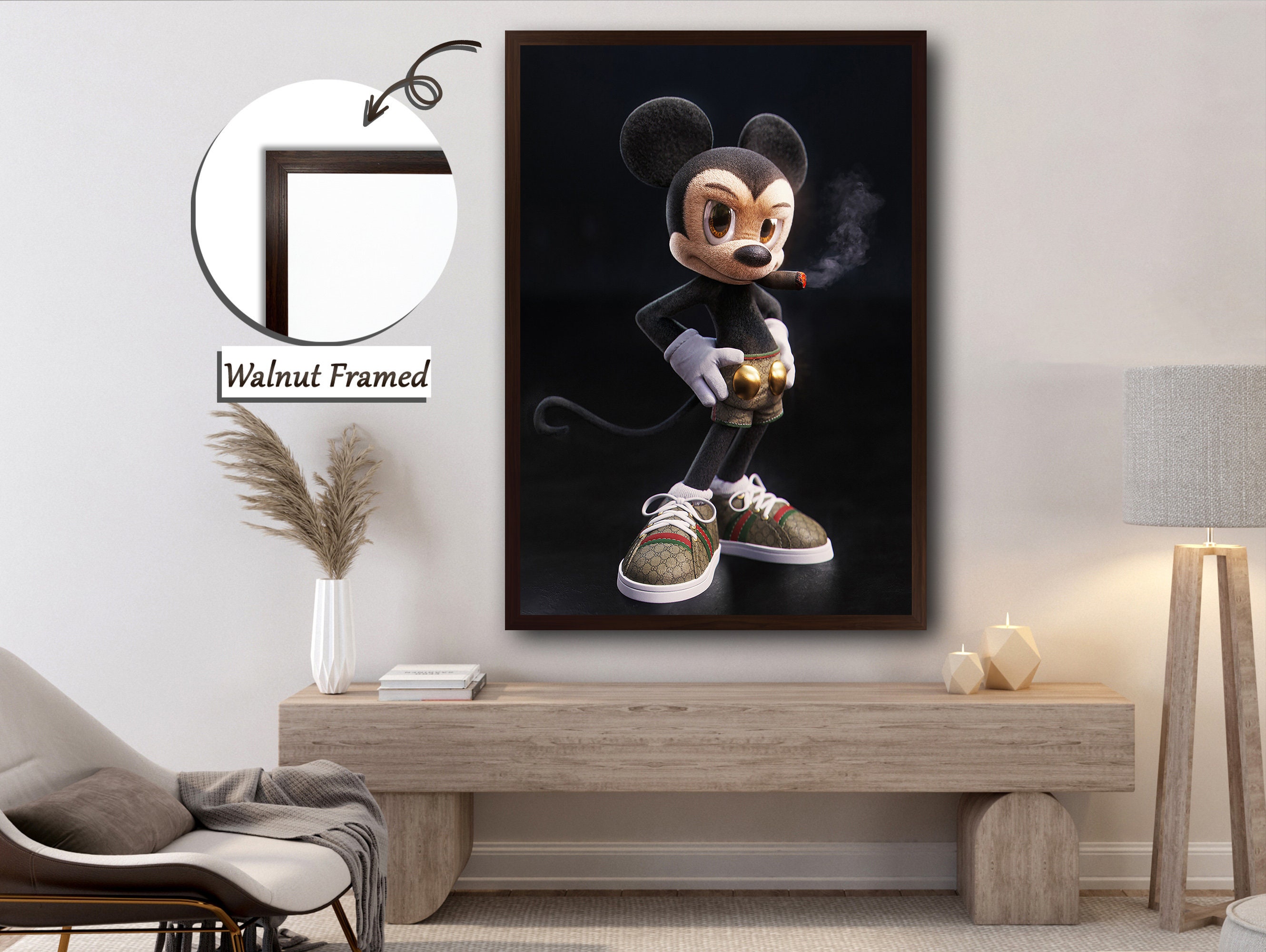 Rauchende Micky Maus Druck, Banksy Kunstwerk, Banksy Maus Poster, Modernes Poster, fertig zum ...