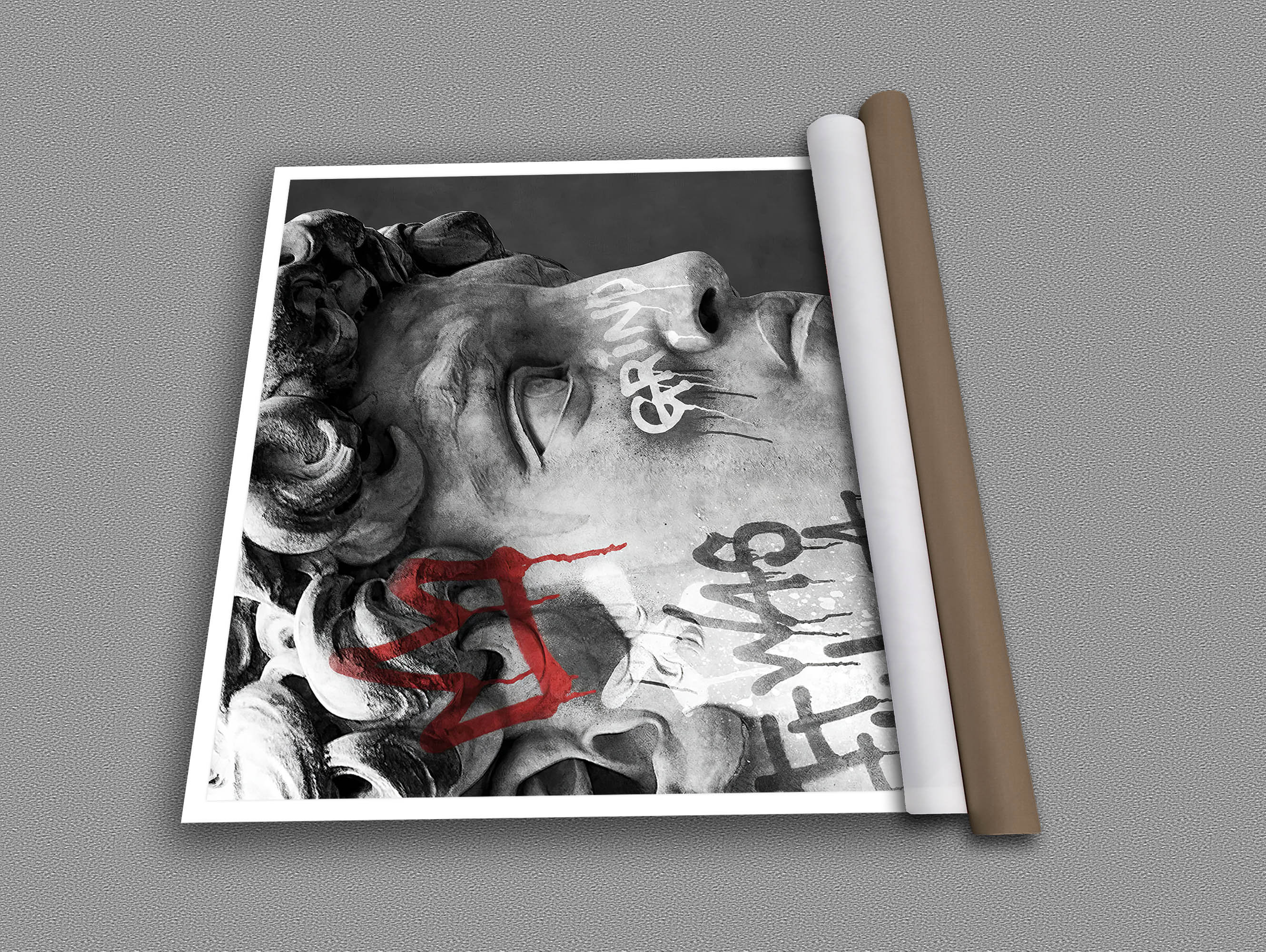 Banksy David of Michelangelo Bust Canvas Print, Banksy Wall Art, David ...