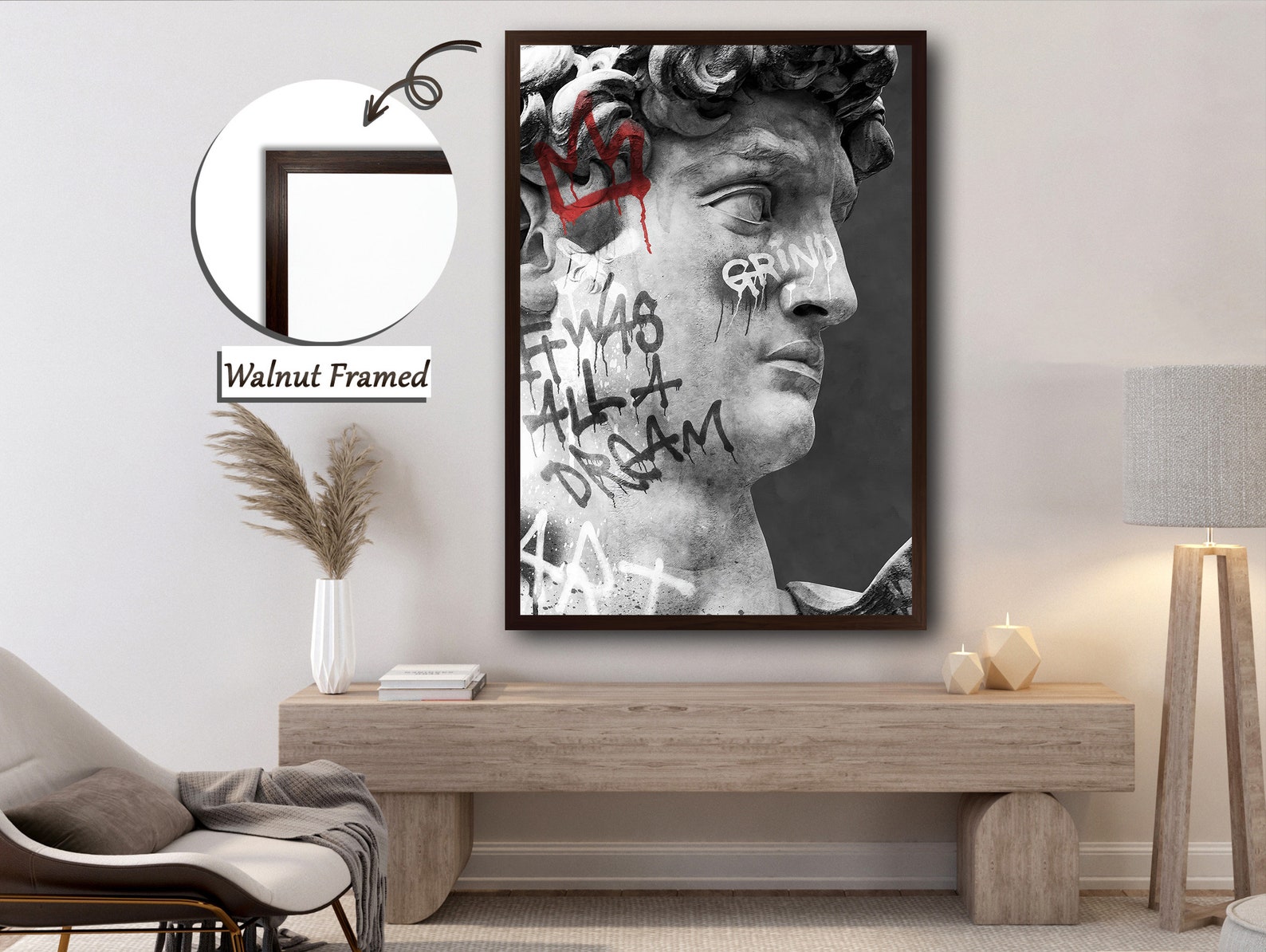 Banksy David of Michelangelo Bust Canvas Print, Banksy Wall Art, David ...