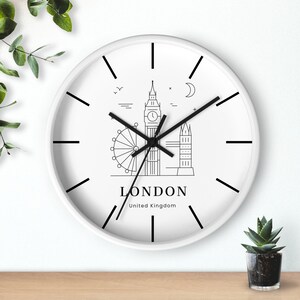 London Black White Cities Collection Circle Wall Clock Gift for ...