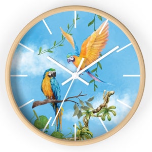 Parrot Couple 10 Inches Circle Wall Clock Gift for Husband Father's Day ...