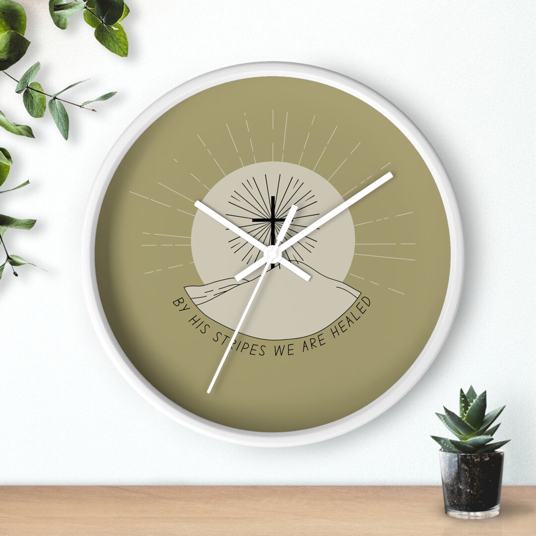 Cross Symbol Circle 10 Inches Wall Clock Gift for Christian Friend Home ...