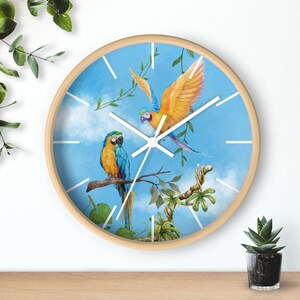 Parrot Couple 10 Inches Circle Wall Clock Gift for Husband Father's Day ...