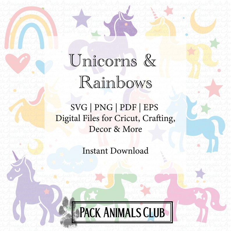 Unicorns & Rainbows SVG | PDF | PNG Bundle - Etsy