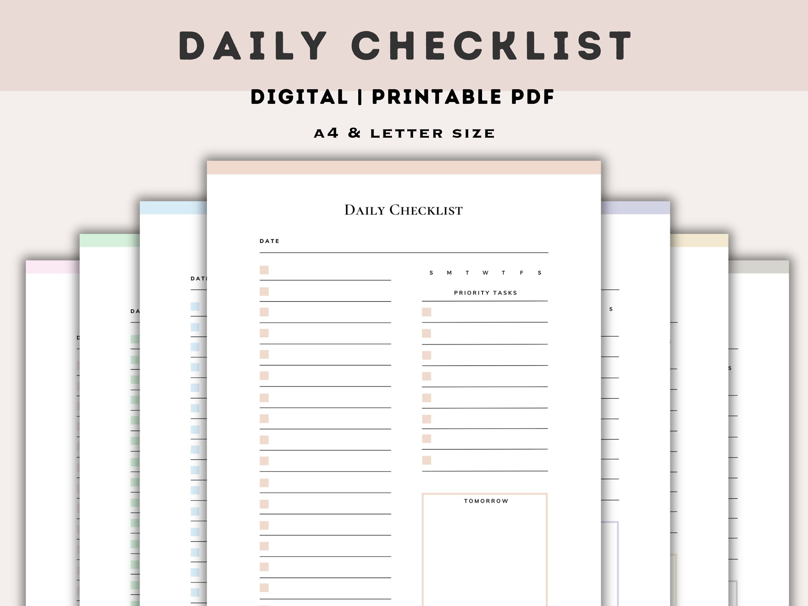 Simple Digital Printable Daily Planner Template for Goodnotes, Minimal ...