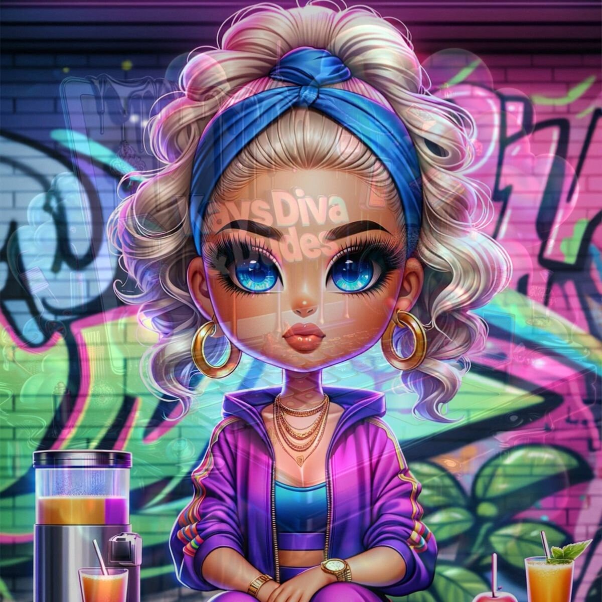 5 PNG Bundle in Chibi Style, Digital Art Print, Wall Art, Ai-generated ...