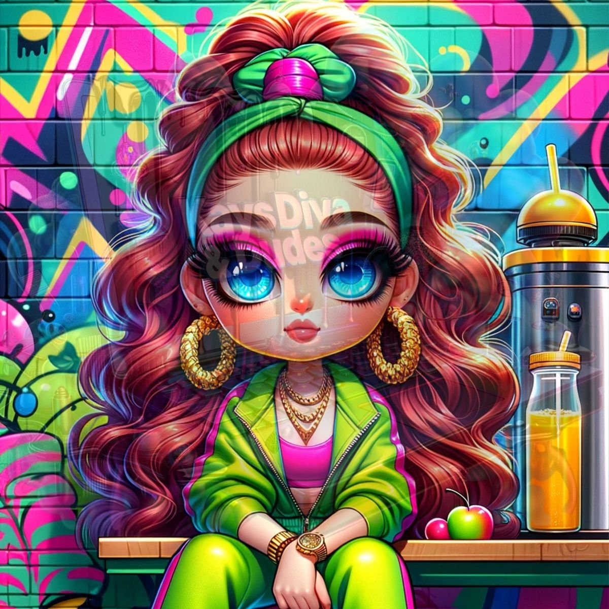 5 PNG Bundle in Chibi Style, Digital Art Print, Wall Art, Ai-generated ...