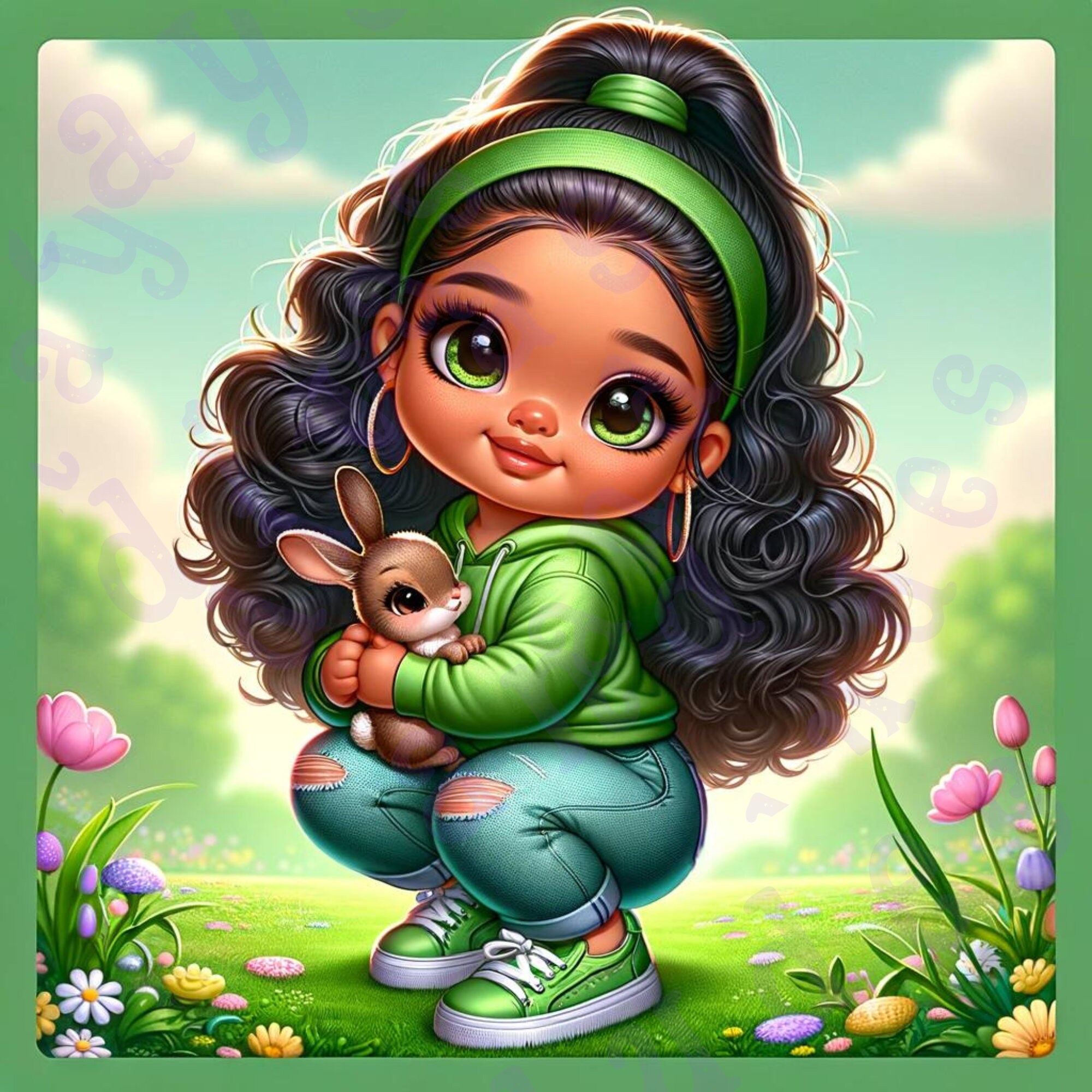 5 PNG Bundle in Chibi Style, Digital Art Print, Wall Art, Ai-generated ...