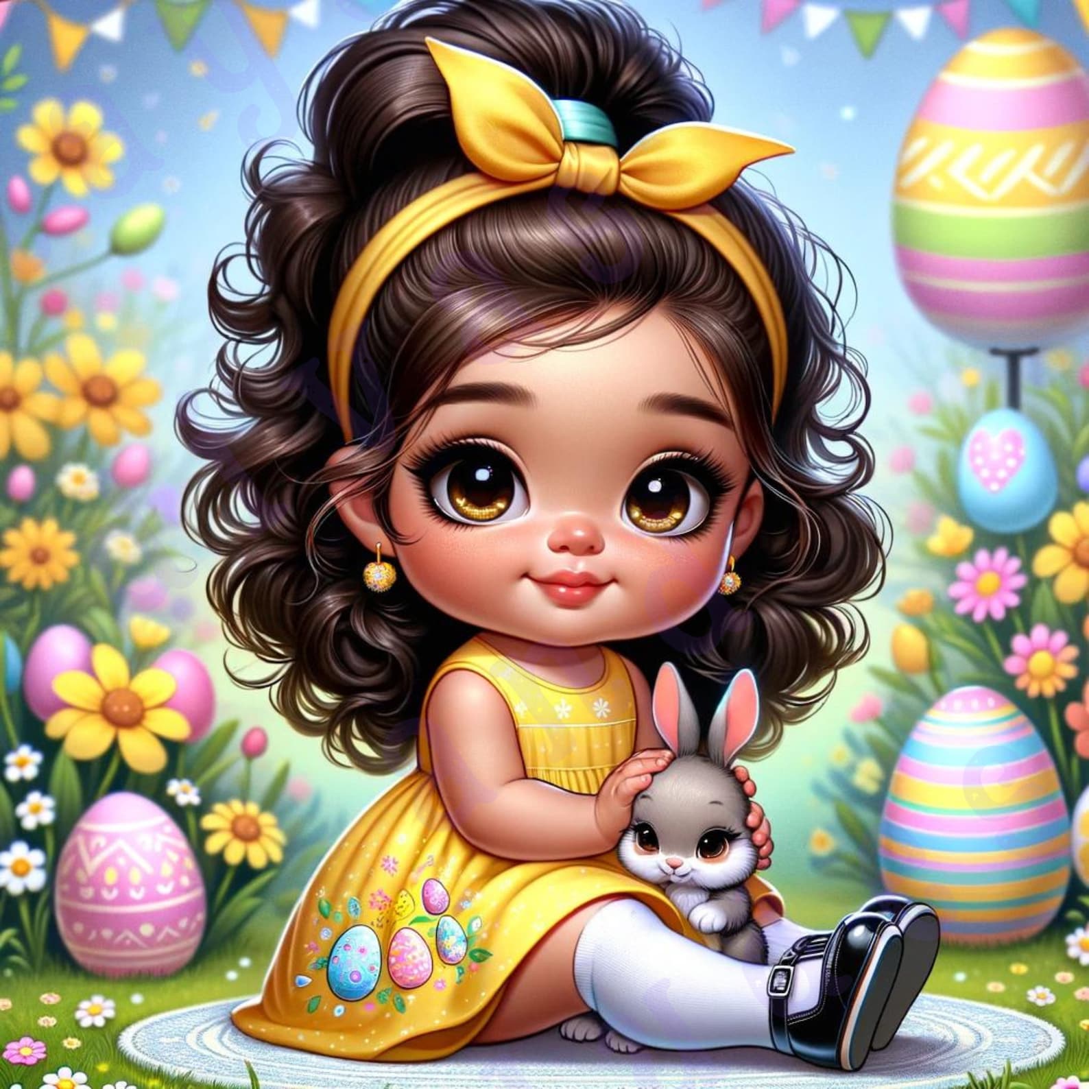 5 PNG Bundle in Chibi Style, Digital Art Print, Wall Art, Ai-generated ...