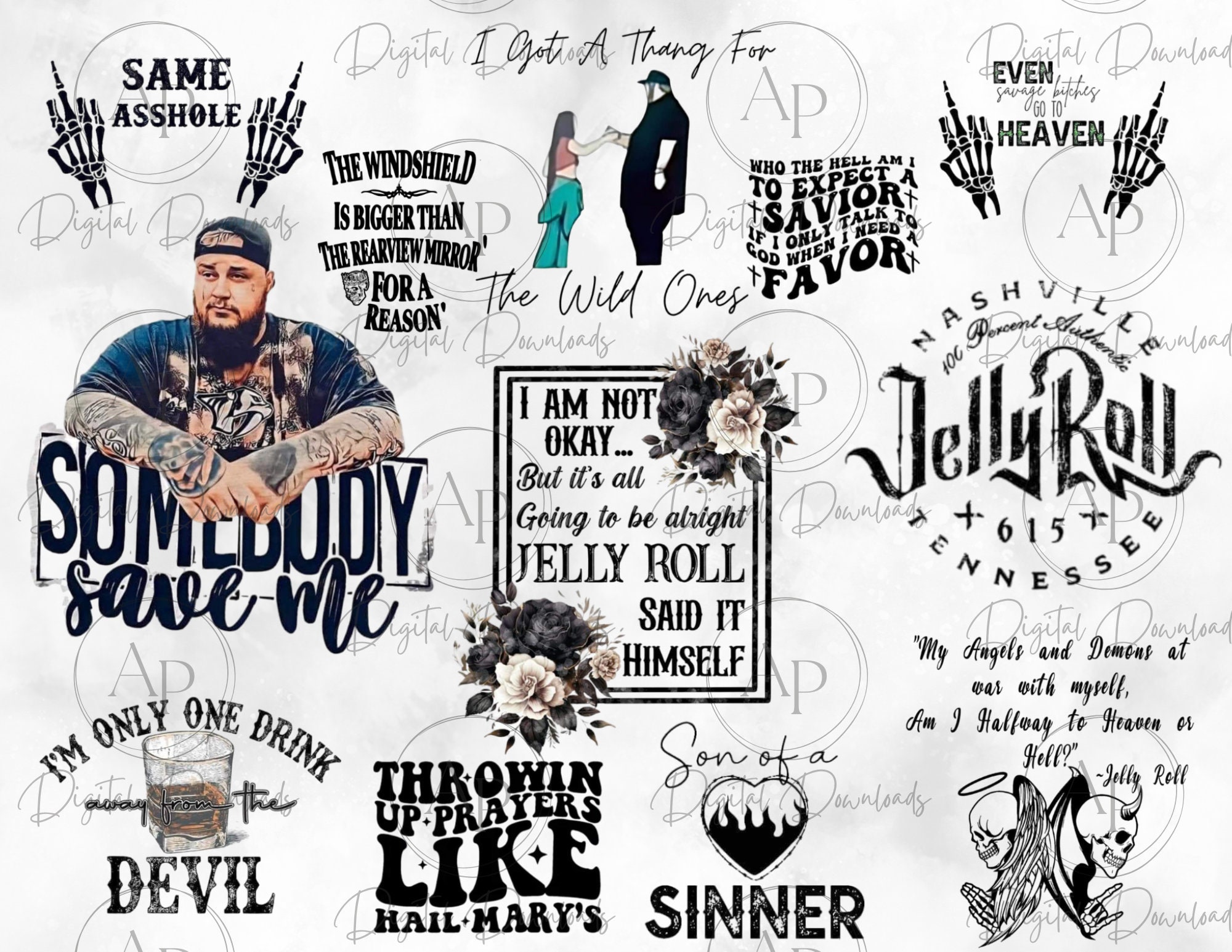 Jelly Roll Tumbler Wrap, Jelly Roll Lyric Tumbler Design, Tumbler Wrap ...