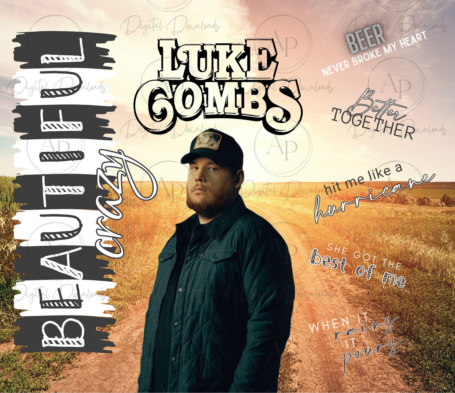 Luke Combs Tumbler Wrap, Lyric Design (PNG, JPG, PDF) - Etsy