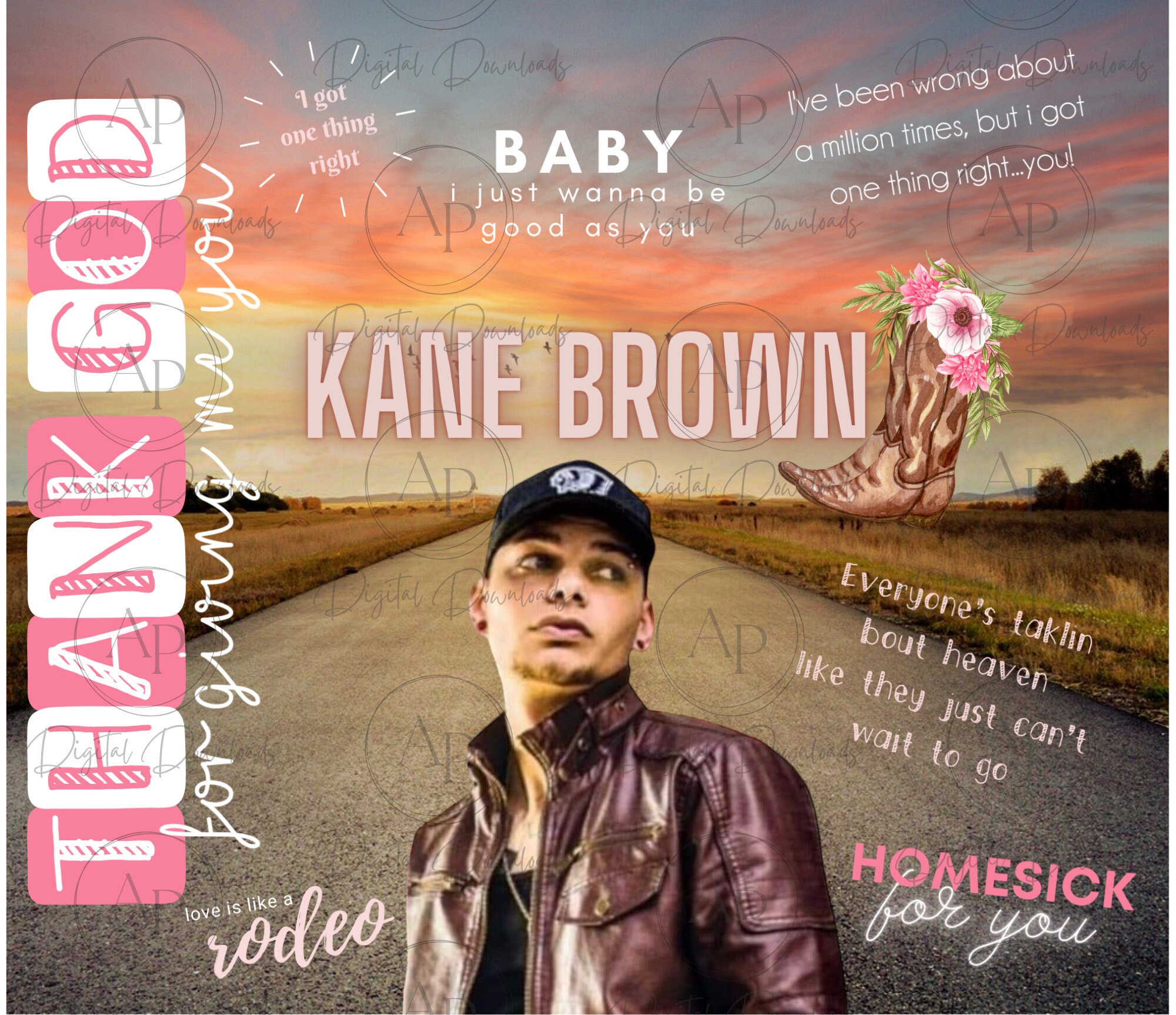 Kane Brown Tumbler Wrap, Kane Brown Lyric Tumbler Design, Tumbler Wrap ...