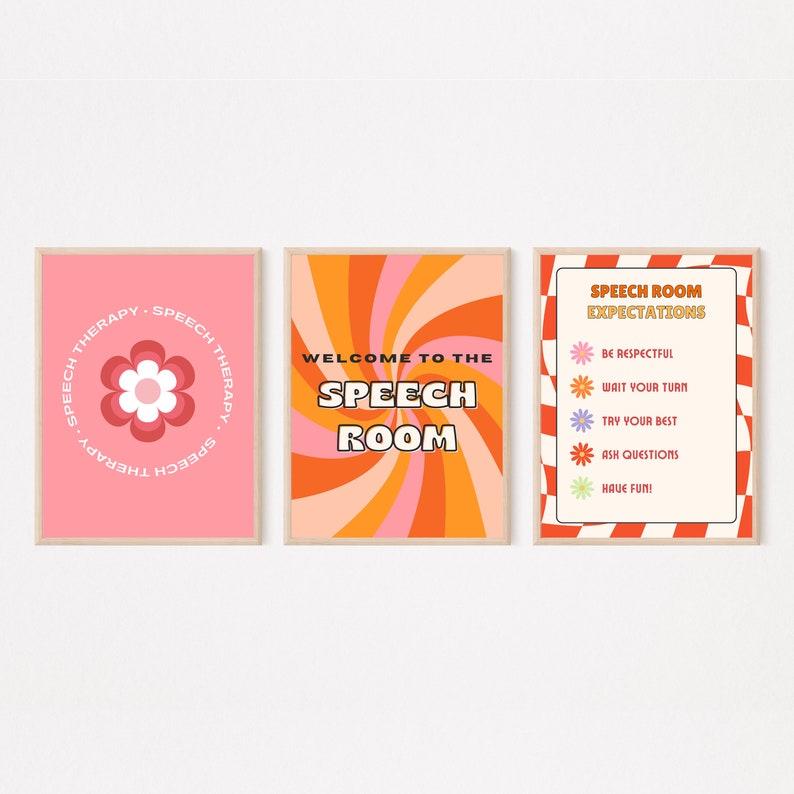 Groovy SLP Digital Prints Bundle | Retro Speech Therapy, Decor, Clinic ...