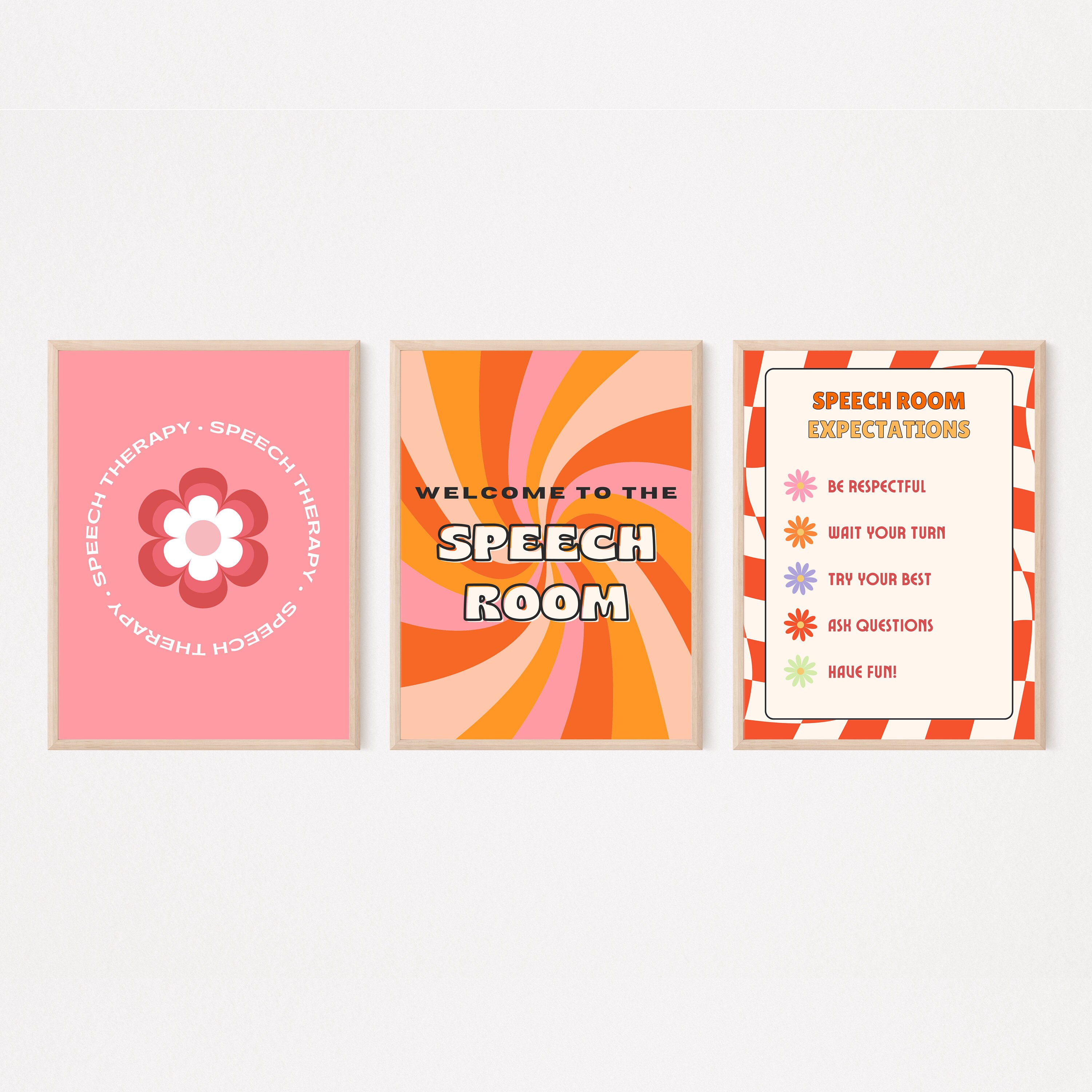 Groovy SLP Digital Prints Bundle | Retro Speech Therapy, Decor, Clinic ...