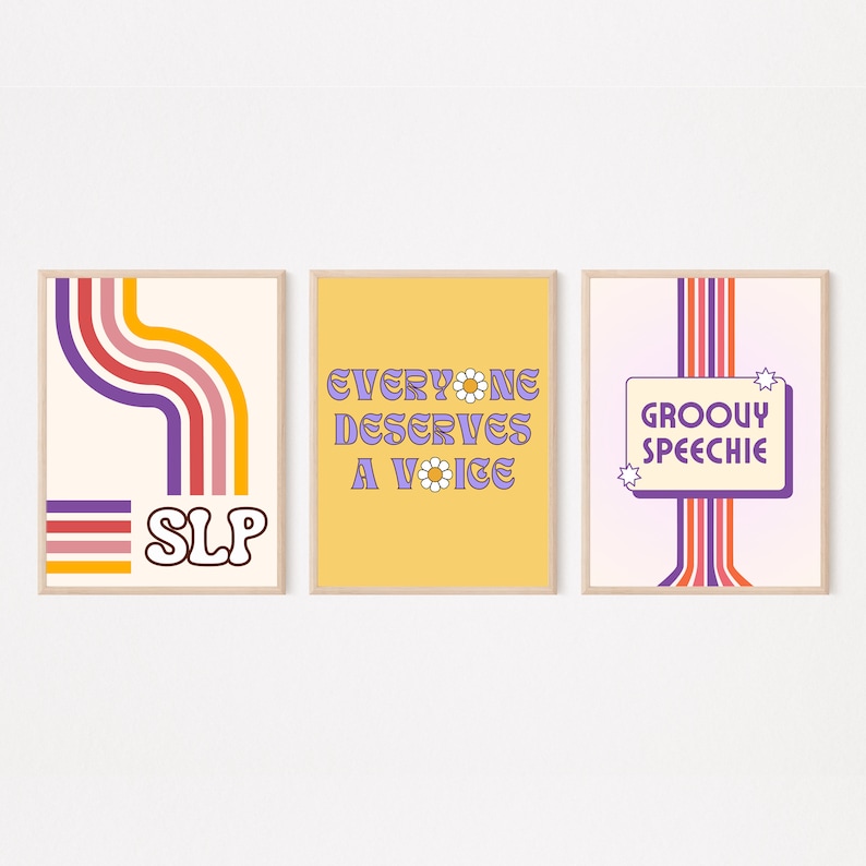 Groovy SLP Digital Prints Bundle | Retro Speech Therapy, Decor, Clinic ...