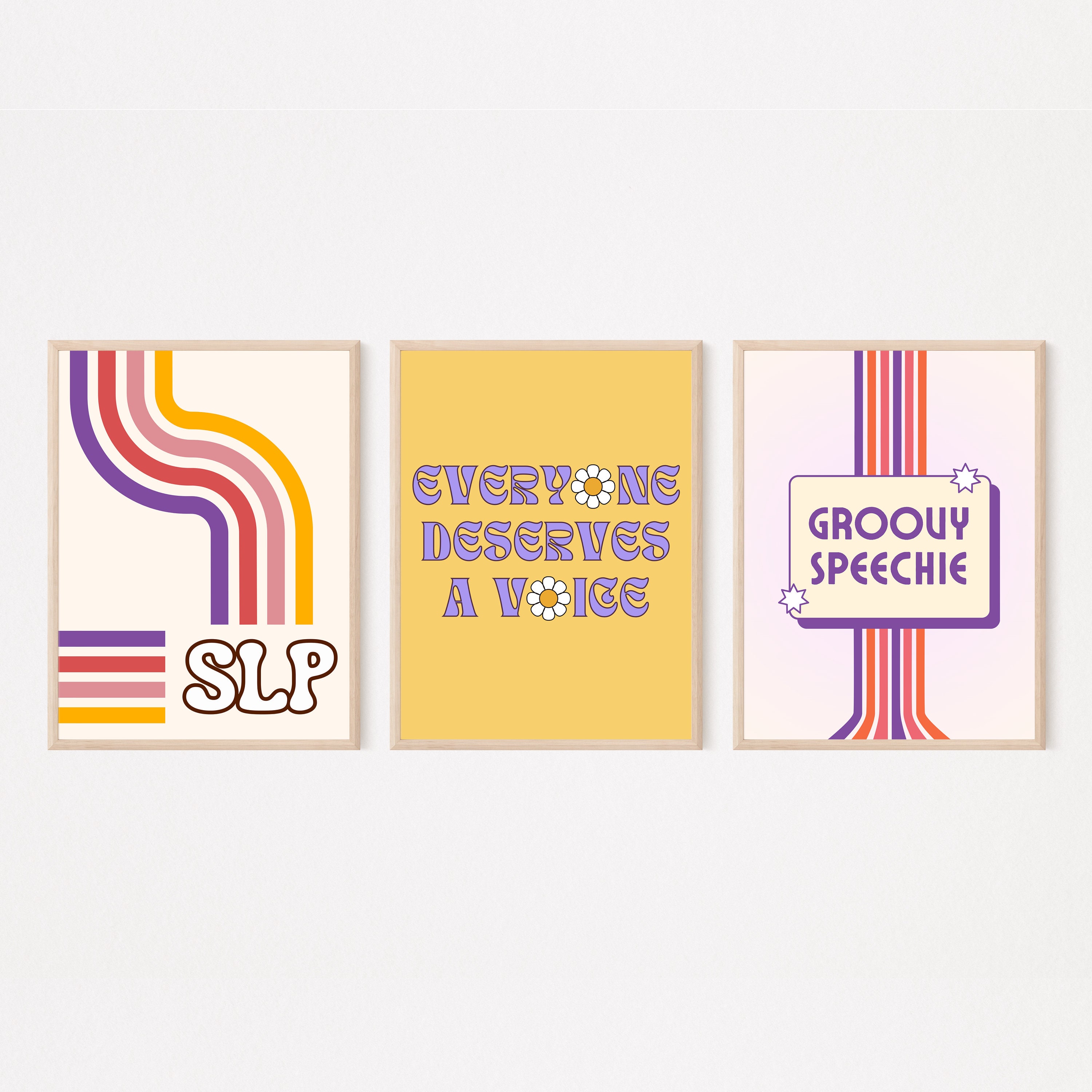 Groovy SLP Digital Prints Bundle | Retro Speech Therapy, Decor, Clinic ...