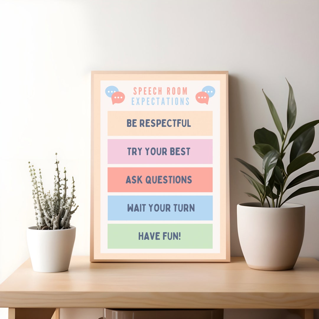 Pastel Speech Expectations SLP Digital Print | Speech Therapy, Decor ...