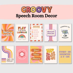 Groovy SLP Digital Prints Bundle | Retro Speech Therapy, Decor, Clinic ...