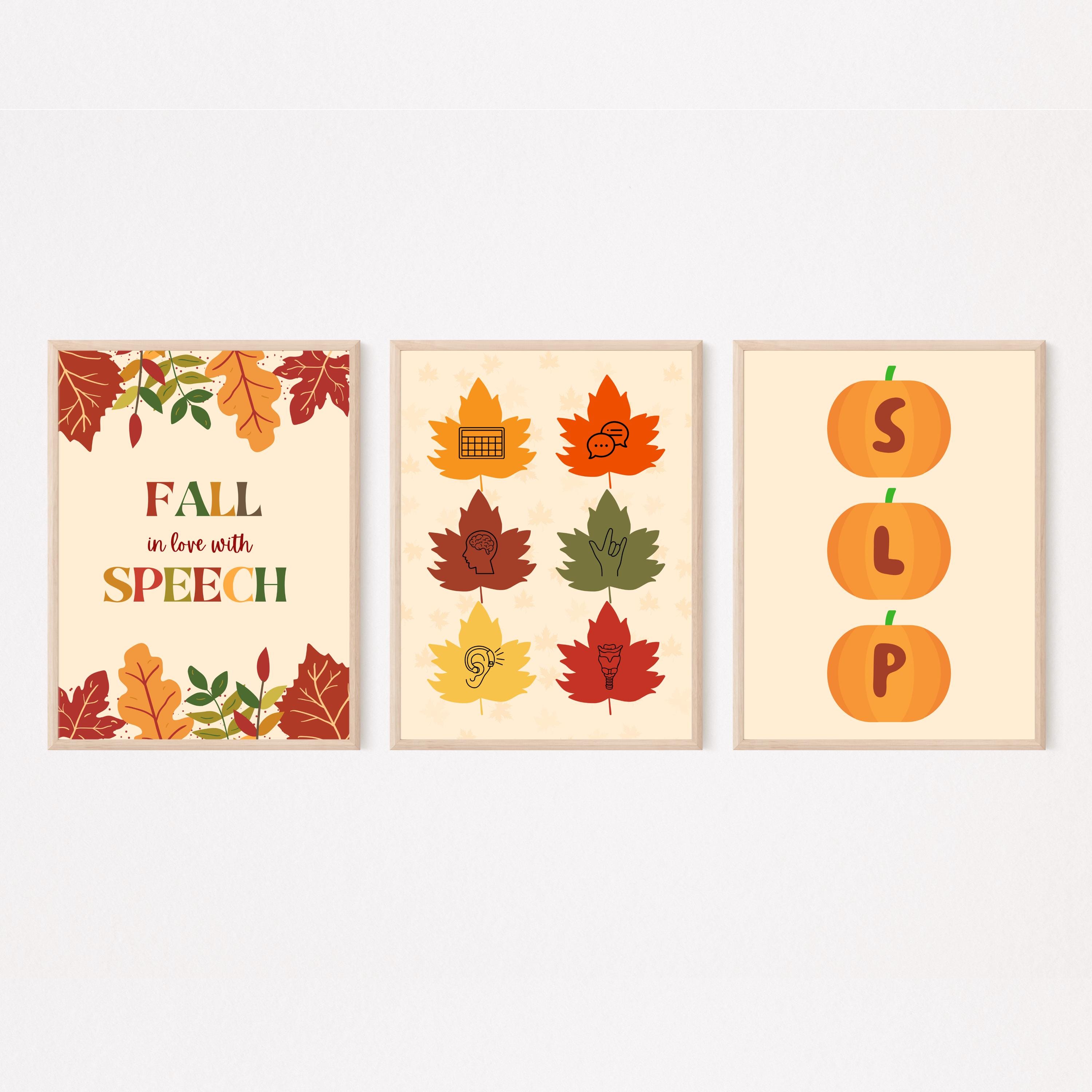 Fall SLP Digital Prints Bundle | Speech Therapy, Decor, Clinic, Office ...