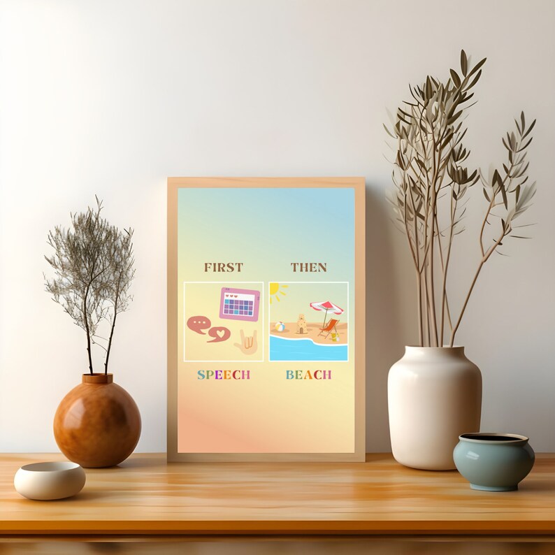 Summer “first Speech, Then Beach” SLP Digital Prints | Speech Therapy ...