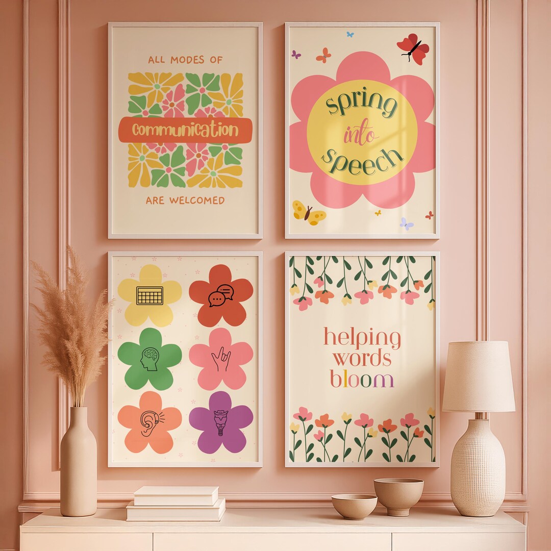 Floral Spring SLP Digital Prints | Speech Therapy, Decor, Clinic ...