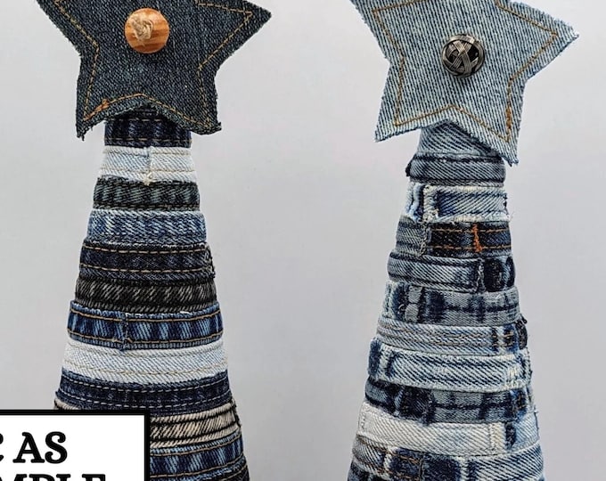 Custom Upcycled Denim Seam Tree Decor Scrap Jeans Christmas Mini Tree ...