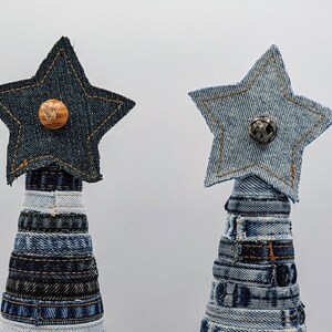 Upcycled Denim Seam Tree Decor Scrap Jeans Christmas Mini Tree Made of ...