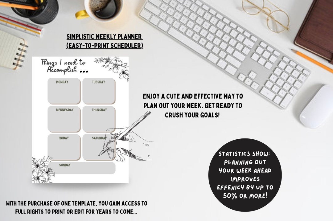 Efficient Digital Weekly Planner & Scheduler Template - Productivity ...
