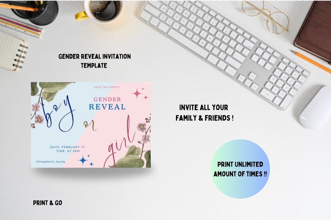 Gender Reveal Invitation Template - Customizable - Boy,girl,etc - Cute - Print & Send - Etsy