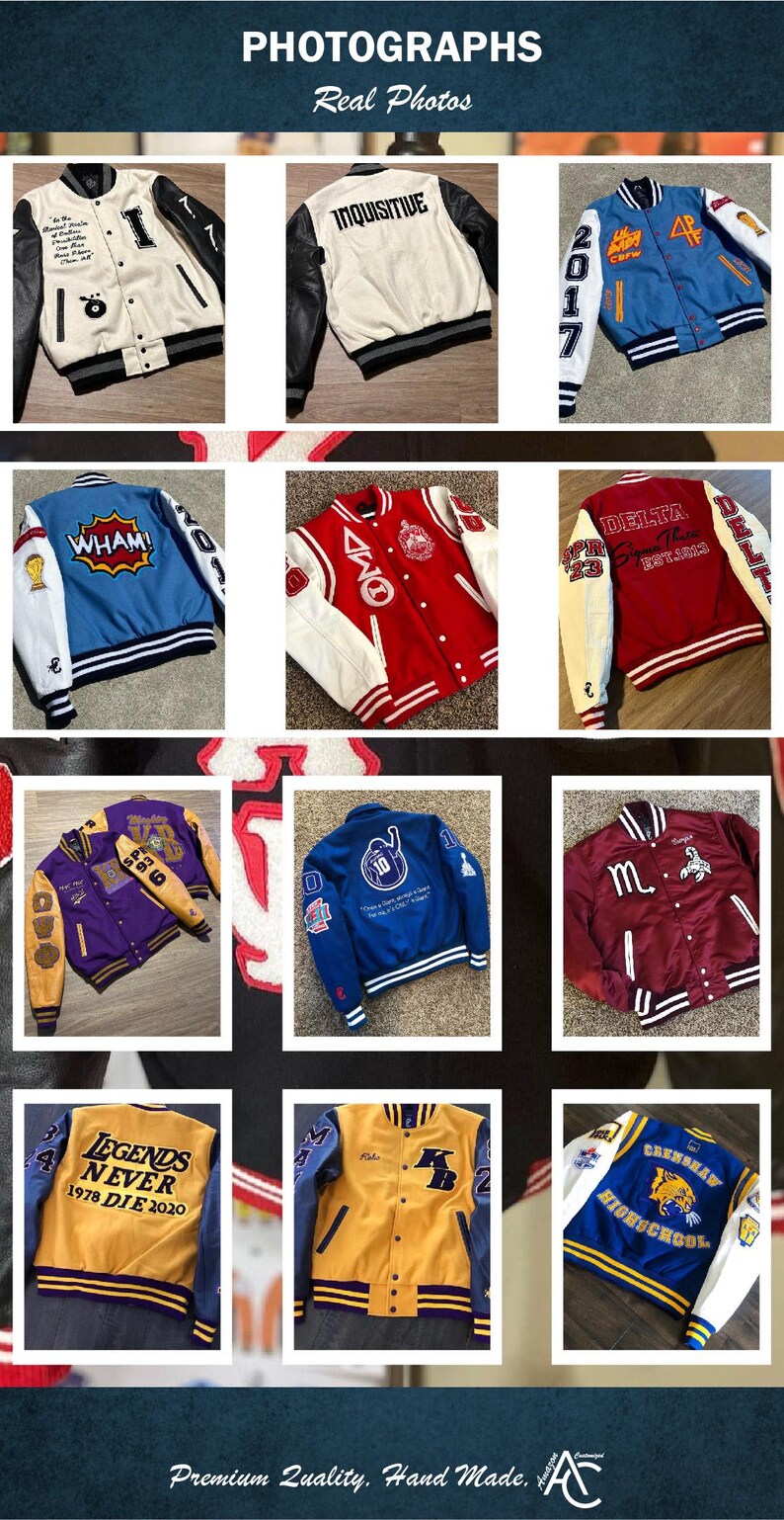 Custom Varsity Letterman Jacket for Group, Custom Embroidery Patches ...