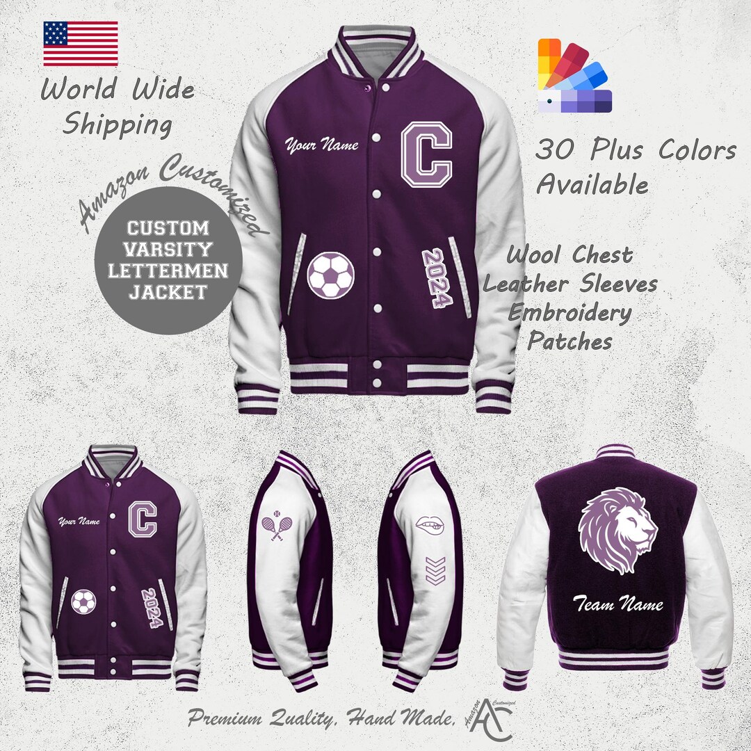 Custom Varsity Letterman Jacket Genuine Cowhide Leather With Wool ...