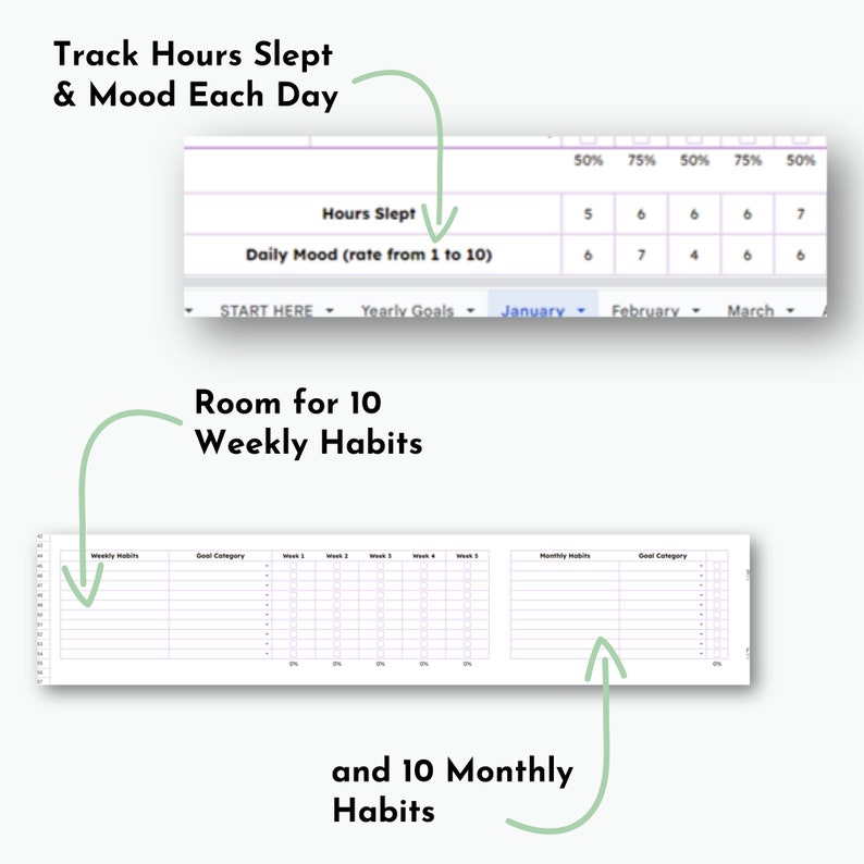 Habit Tracker Google Sheet, Daily Routine, Goal Tracker, Habit Tracker ...