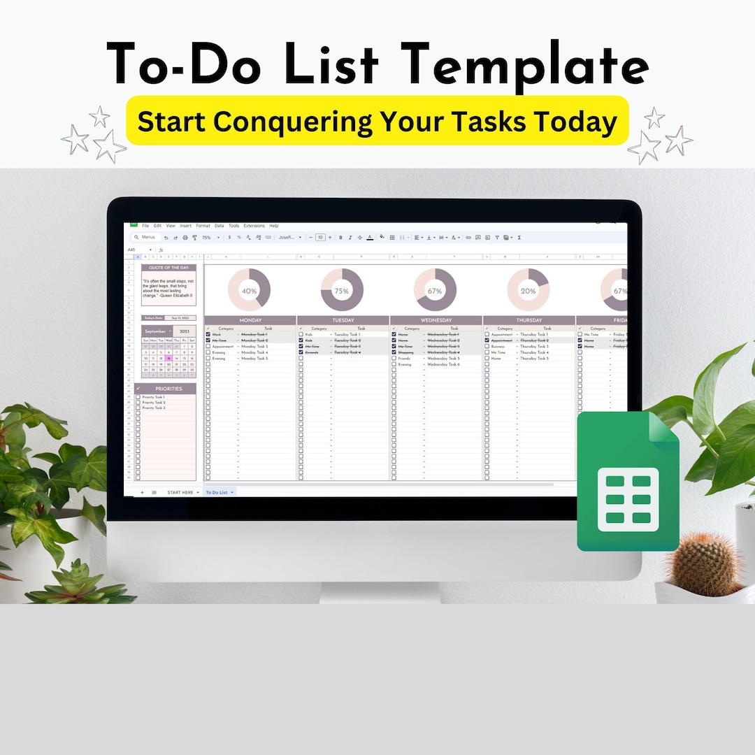 Digital to Do List Template Editable to Do List Google Sheets - Etsy