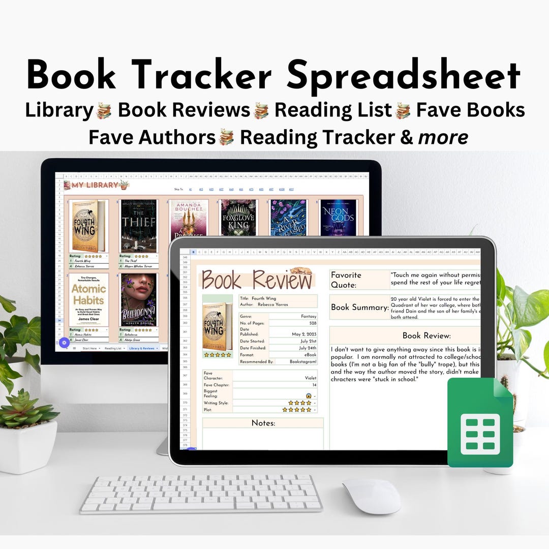Reading Tracker Google Sheets Digital Library Book Tracker Book Review ...