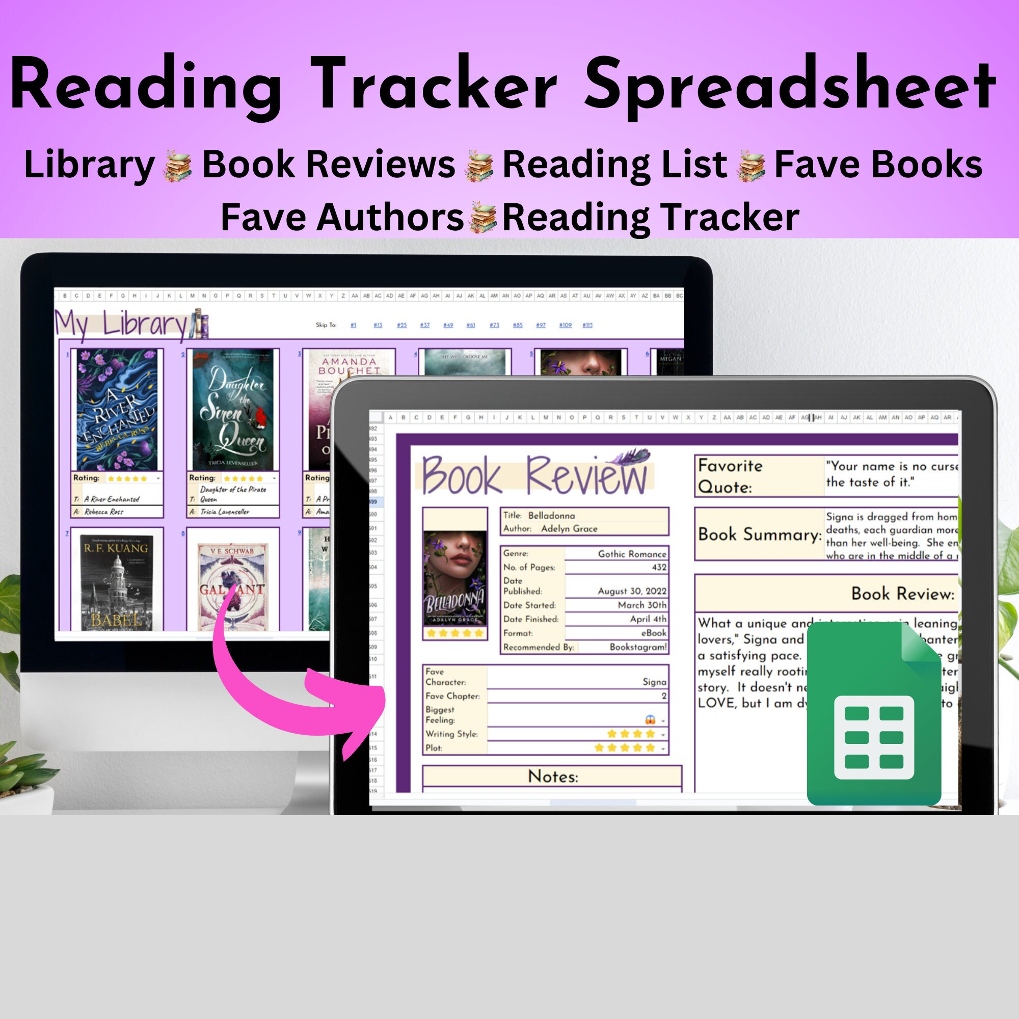 Reading Tracker Spreadsheet Google Sheets Digital Library Book Tracker ...