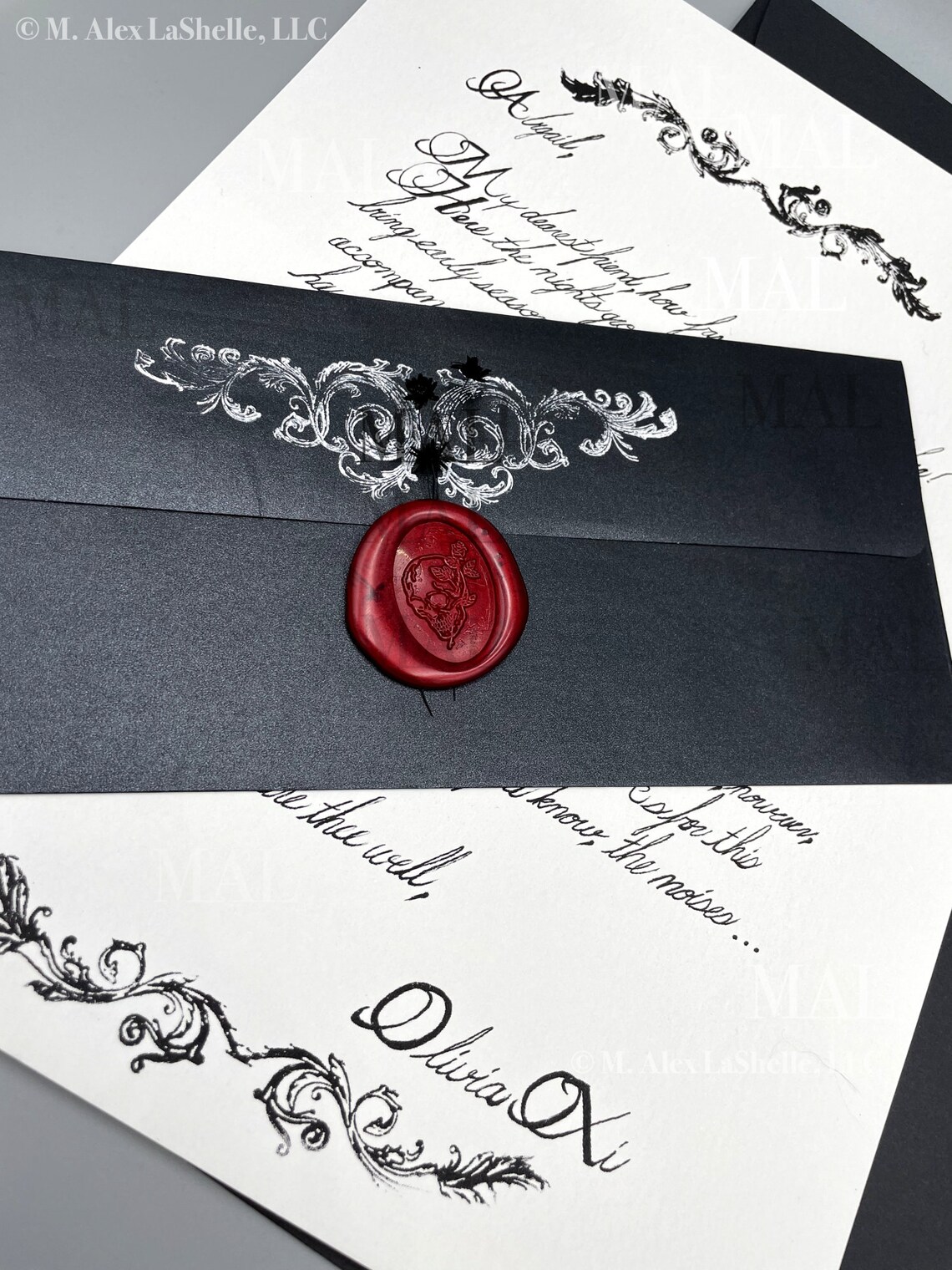 Handwritten Letter Service the Calamity Rose Flower Skull - Etsy