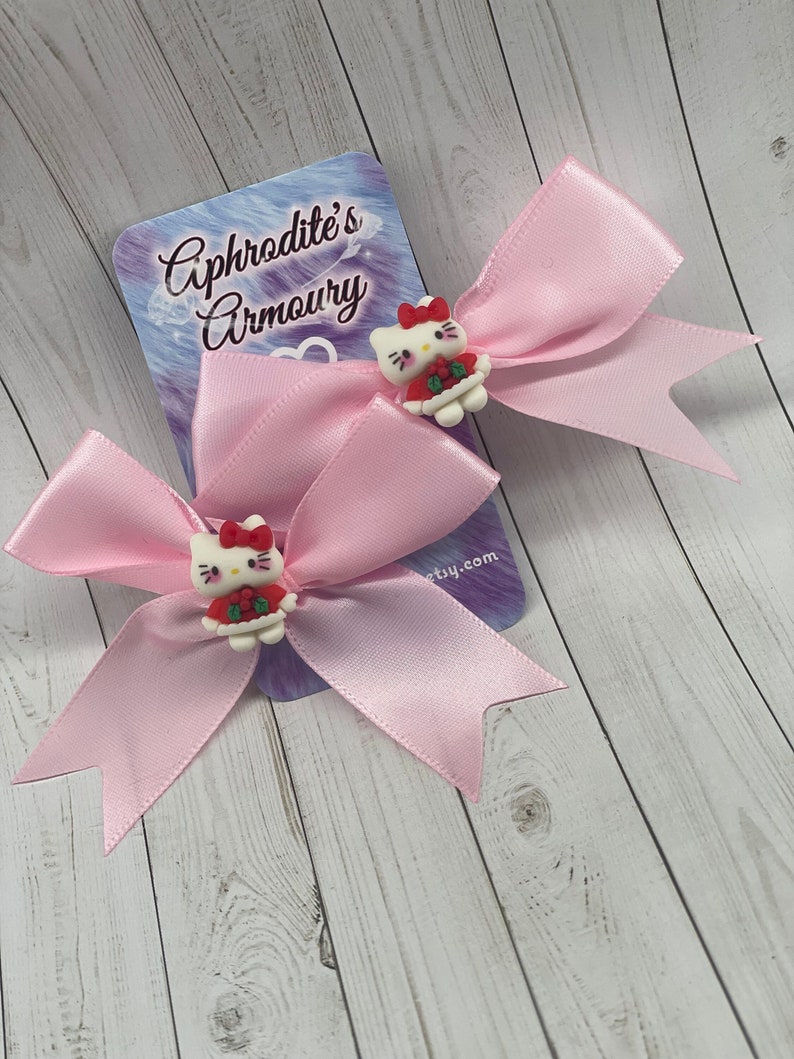 Hello Kitty Christmas Bows Handmade Hair Bows, Sanrio Accessories ...
