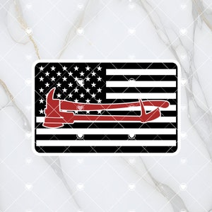 American Flag Firefighter Tools SVG, Laser Engraved Leather Patch ...